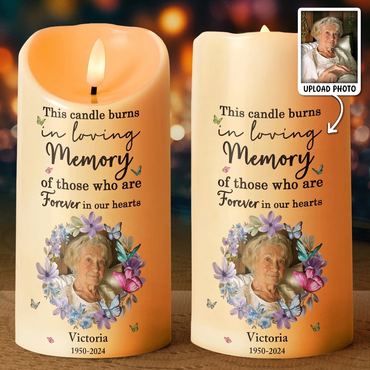 This Candle Burn In Loving Memory - Personalized Candle LED Light ...