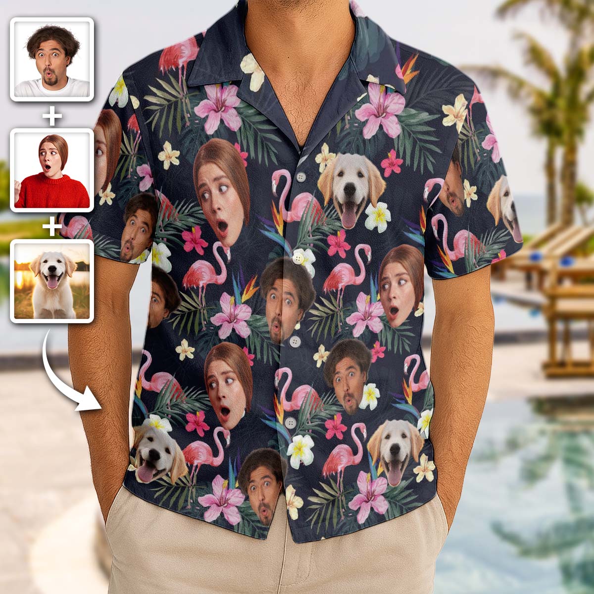 Custom Photo With Beloved Ones Flamingo Theme - Personalized Customize ...