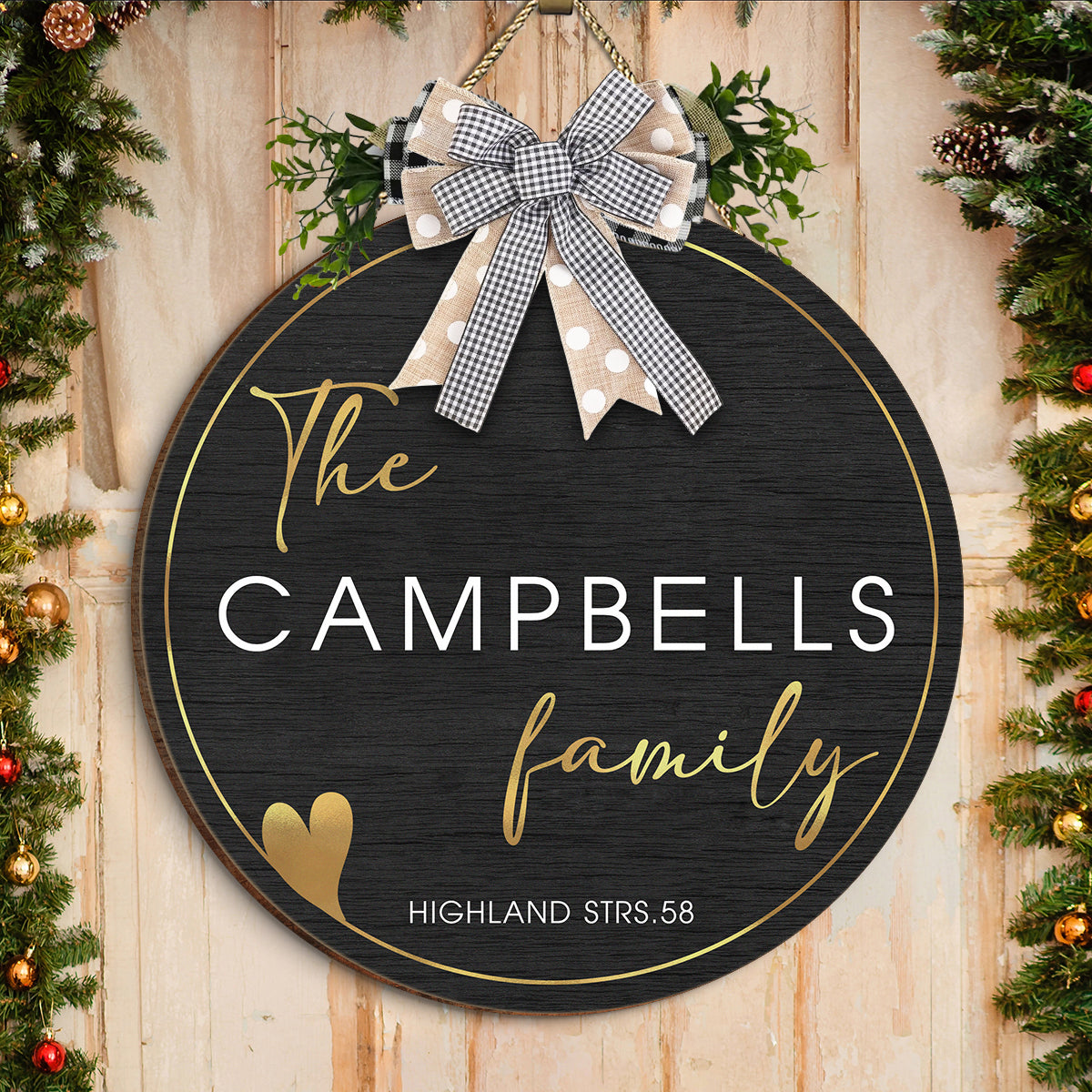 Custom Family Name Door Hanger - Personalized Door Signs - Gift For Fa ...