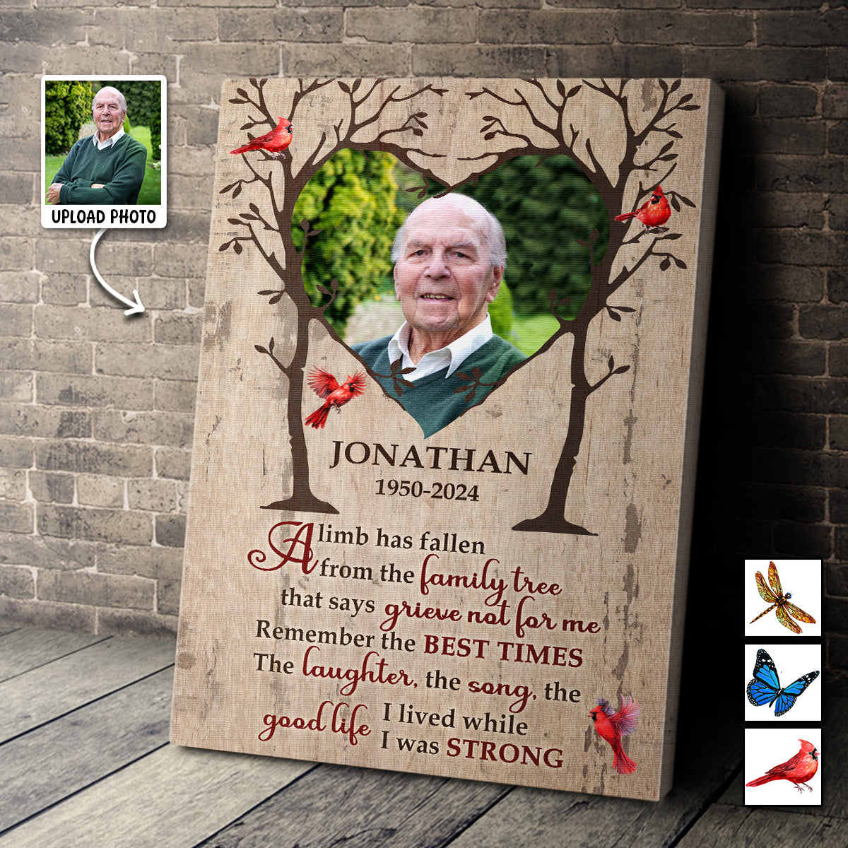 Family Member Memorial Canvas Wall Art - Personalized Customized Canva ...