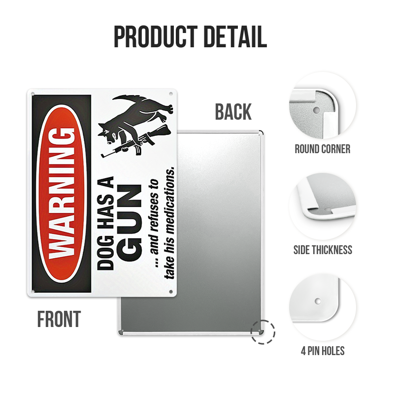 Warning Dog Security Sign Outdoors Decor Metal Sign – Thesunnyzone