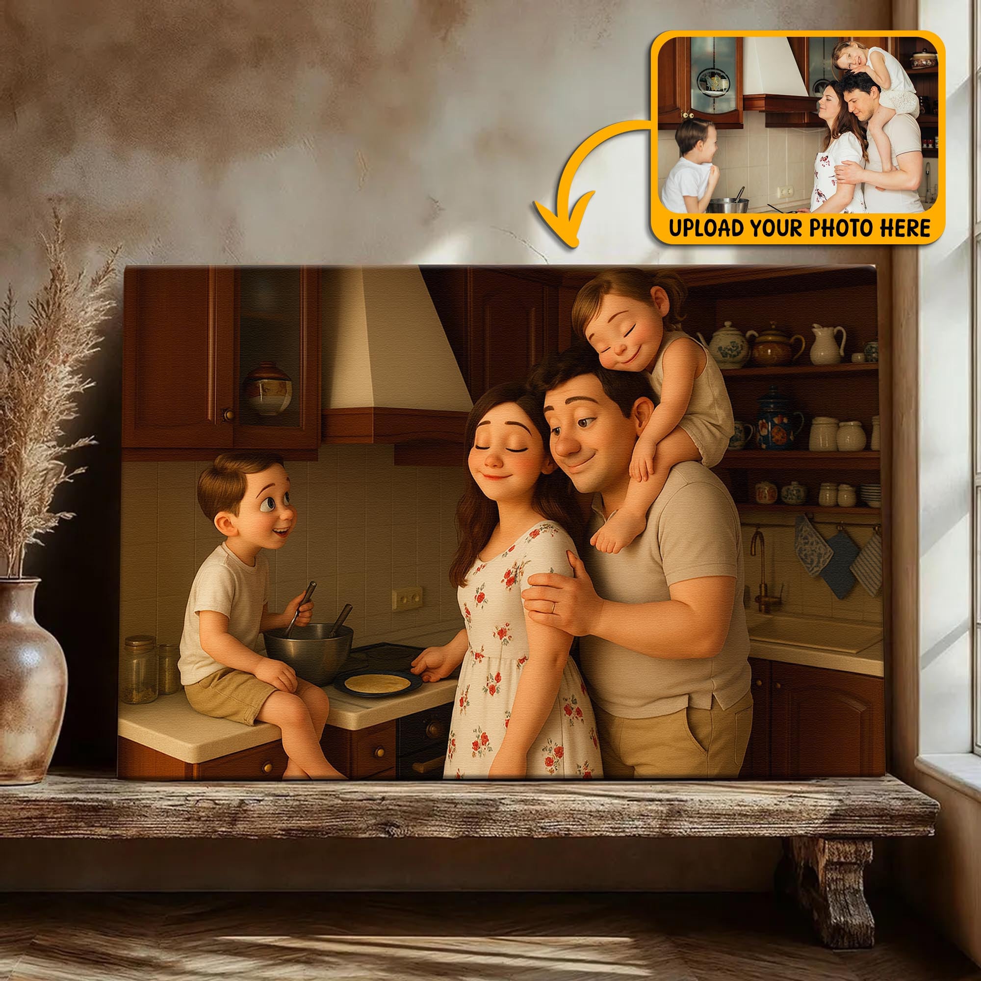 Cartoonize Family Photo Pixar Style - Turn Your Photo to Cartoon Canvas ...