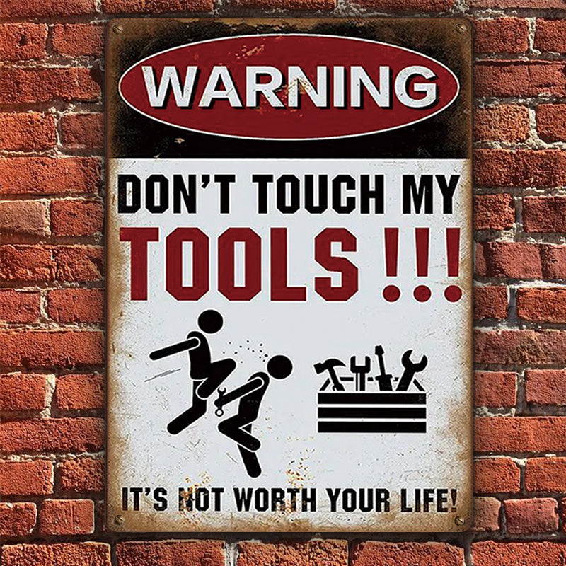Personalized Garage Metal Sign Don't Touch My Tools Warning Sign Gifts ...