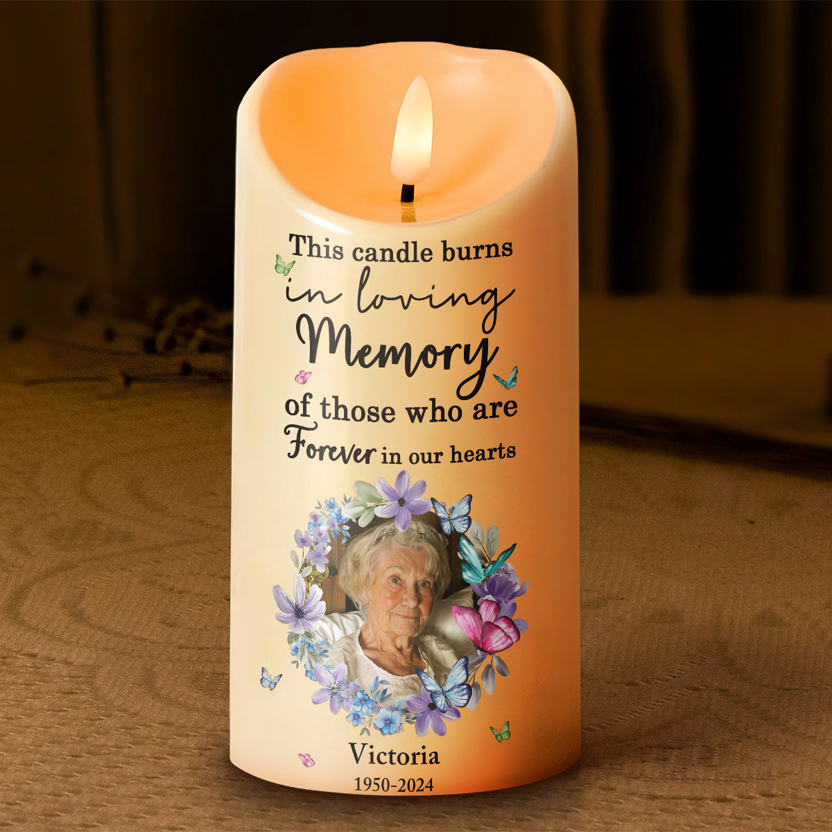 This Candle Burn In Loving Memory - Personalized Candle LED Light ...