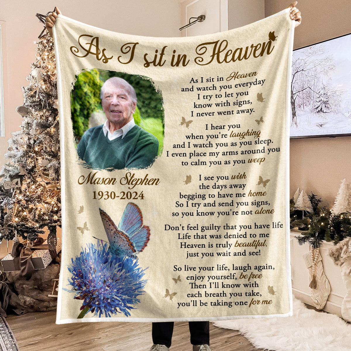 Custom Photo - As I Sit In Heaven - Customized Personalized Blanket ...