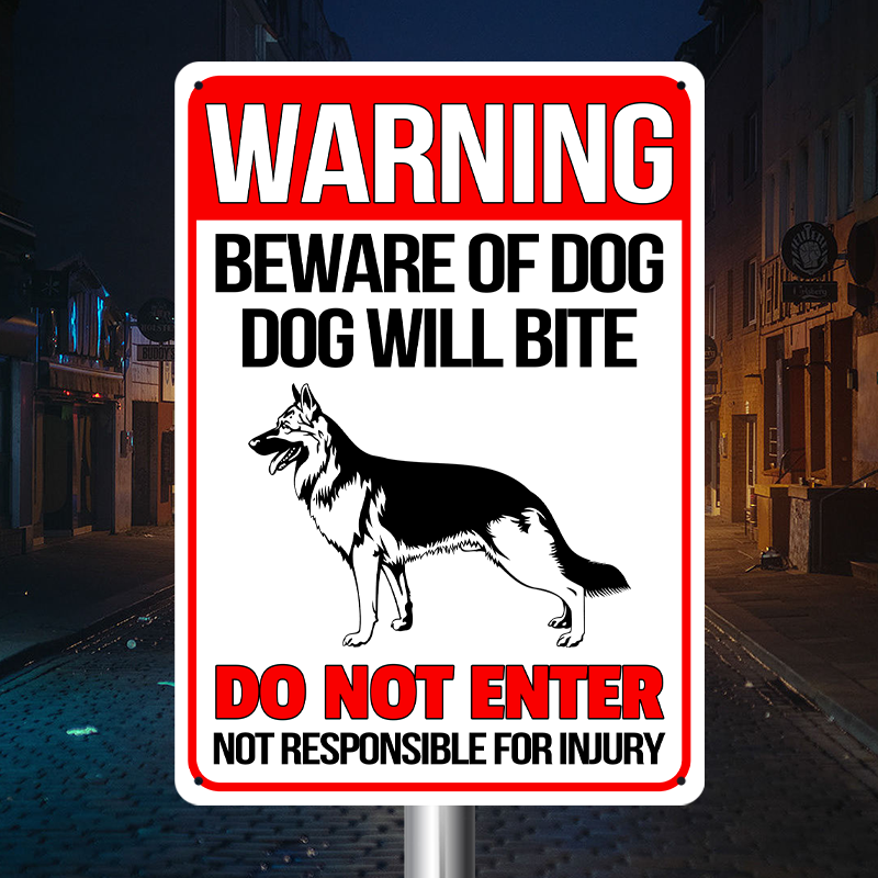 Warning Beware of Dog Will Bite Vintage Sign Personalized Custom Metal ...