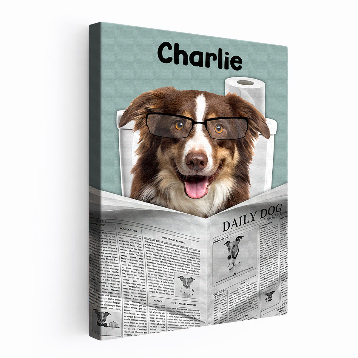 Custom Photo Dog Reading Newspaper - Personalized Canvas - Gift For Pet ...