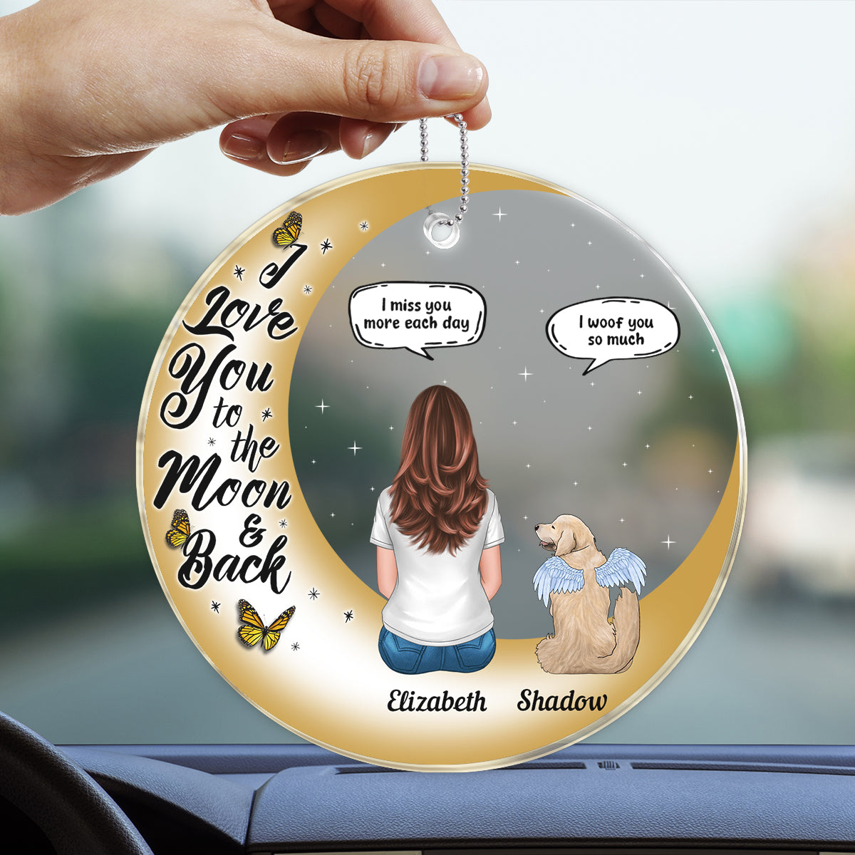 Love You To The Moon And Back - Personalized Customized Car Ornament ...