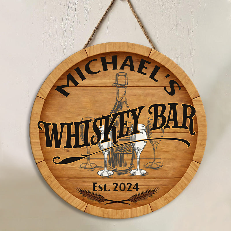 Whiskey Bar Wood Sign Home Bar Grill Accessories Personalized Custom ...