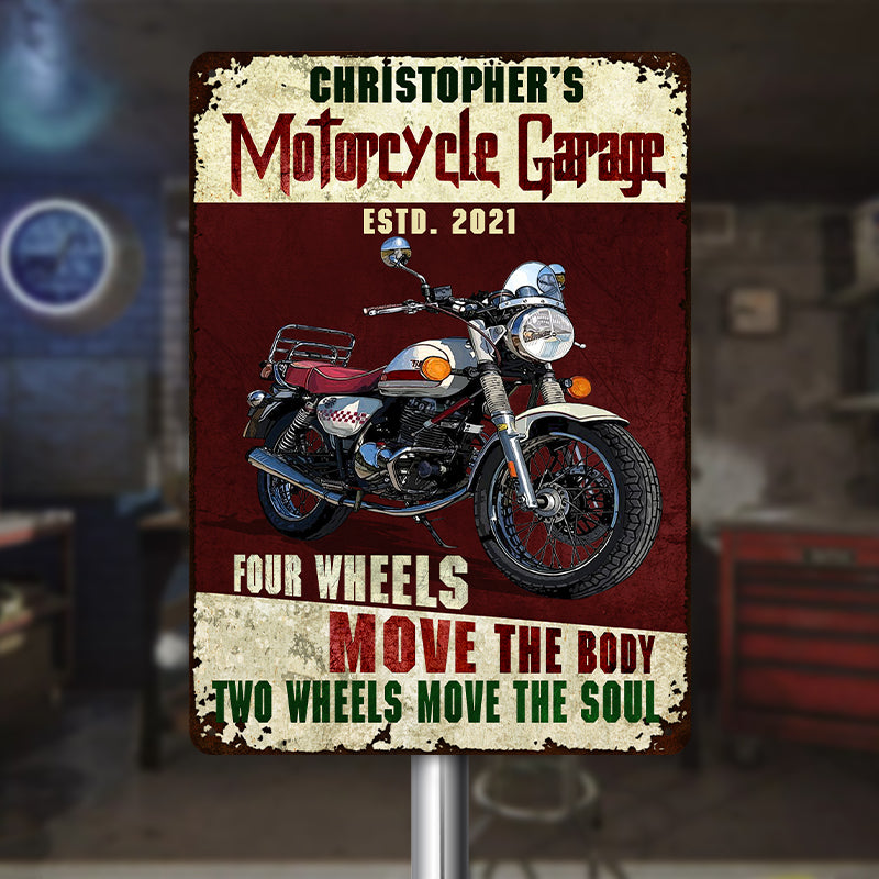 Motorcycle Metal Sign - Garage Sign - Auto Mechanic Garage Four Wheels ...