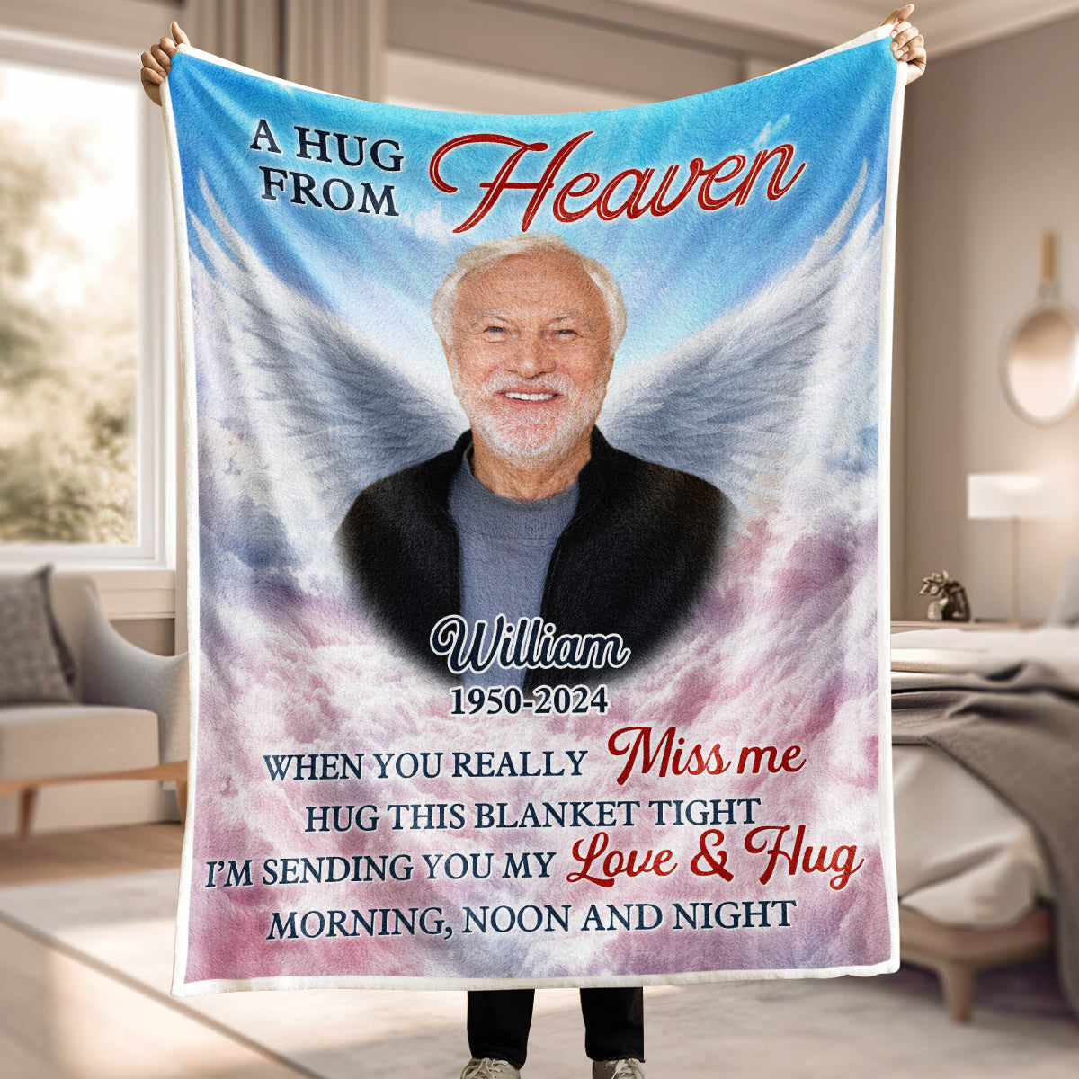Custom Photo Angel Wings A Hug From Heaven - Personalized Customized ...