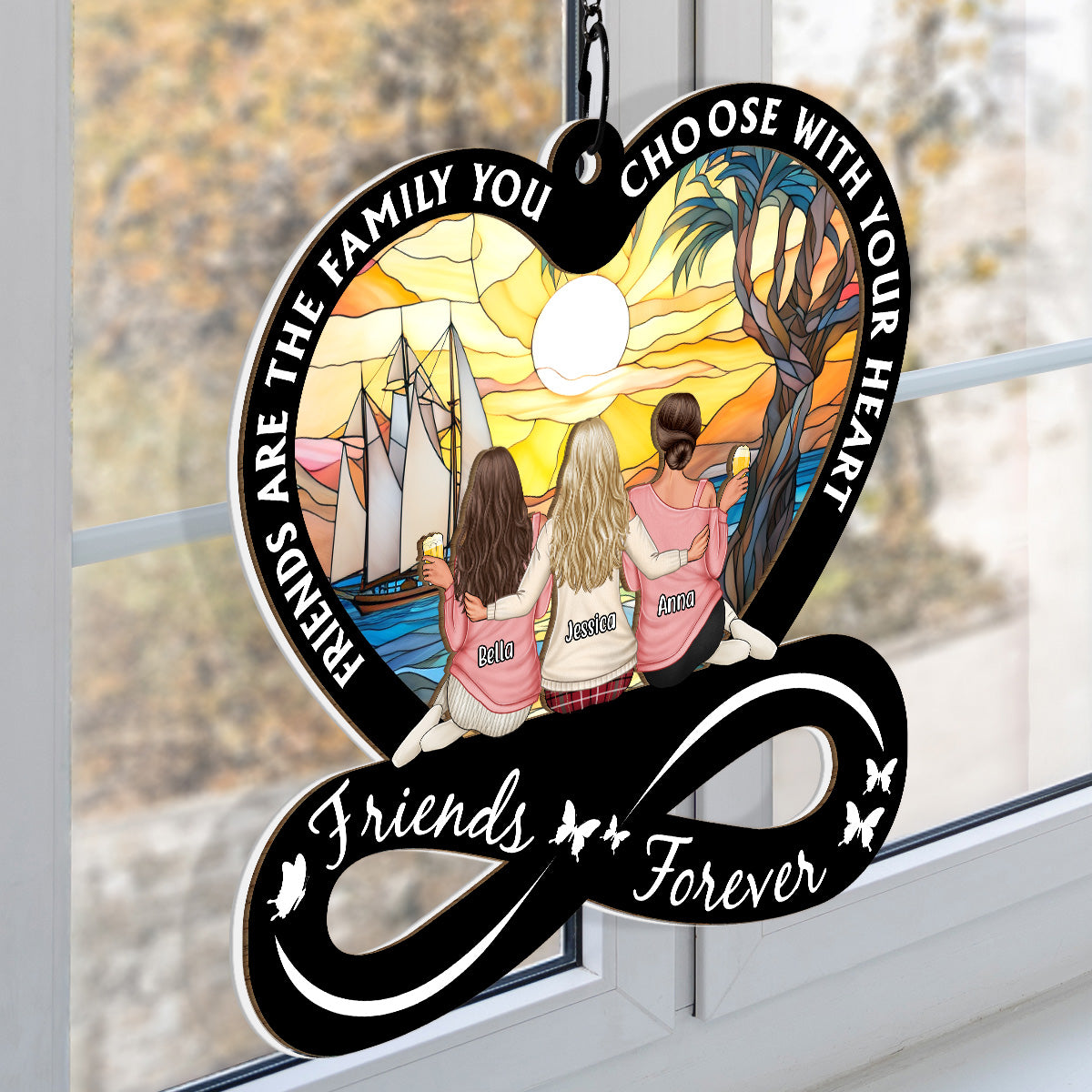 Friends Are The Family - Personalized Acrylic Window Suncatcher ...