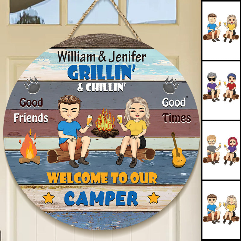 Welcome To Our Camper Gift For Camping Couples Personalized Custom Door ...