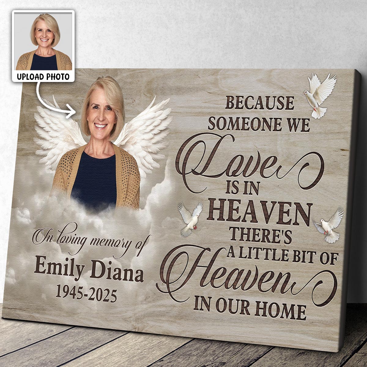 Custom Photo There's A Little Bit Of Heaven In Our Home - Personalized ...