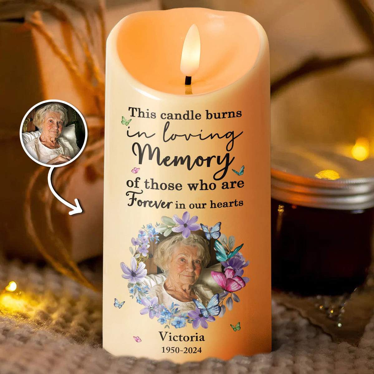 This Candle Burn In Loving Memory - Personalized Candle LED Light - Me ...