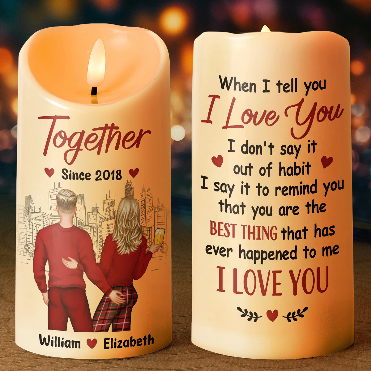 Couple Romantic Quotes Candle LED - Personalized Candle LED Light ...