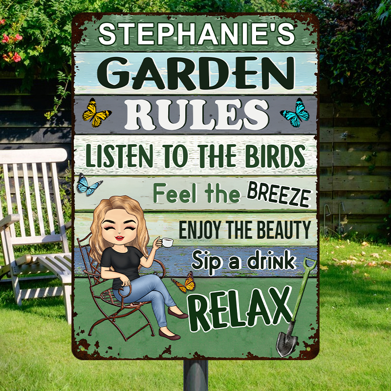Garden Rules Feel The Breeze Gift For Her Personalized Custom Gardenin ...