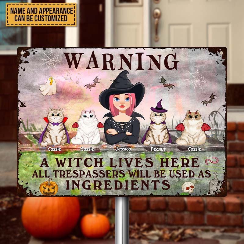 Personalized Metal Halloween Gift Sign A Witch Liver Here All Trespass ...