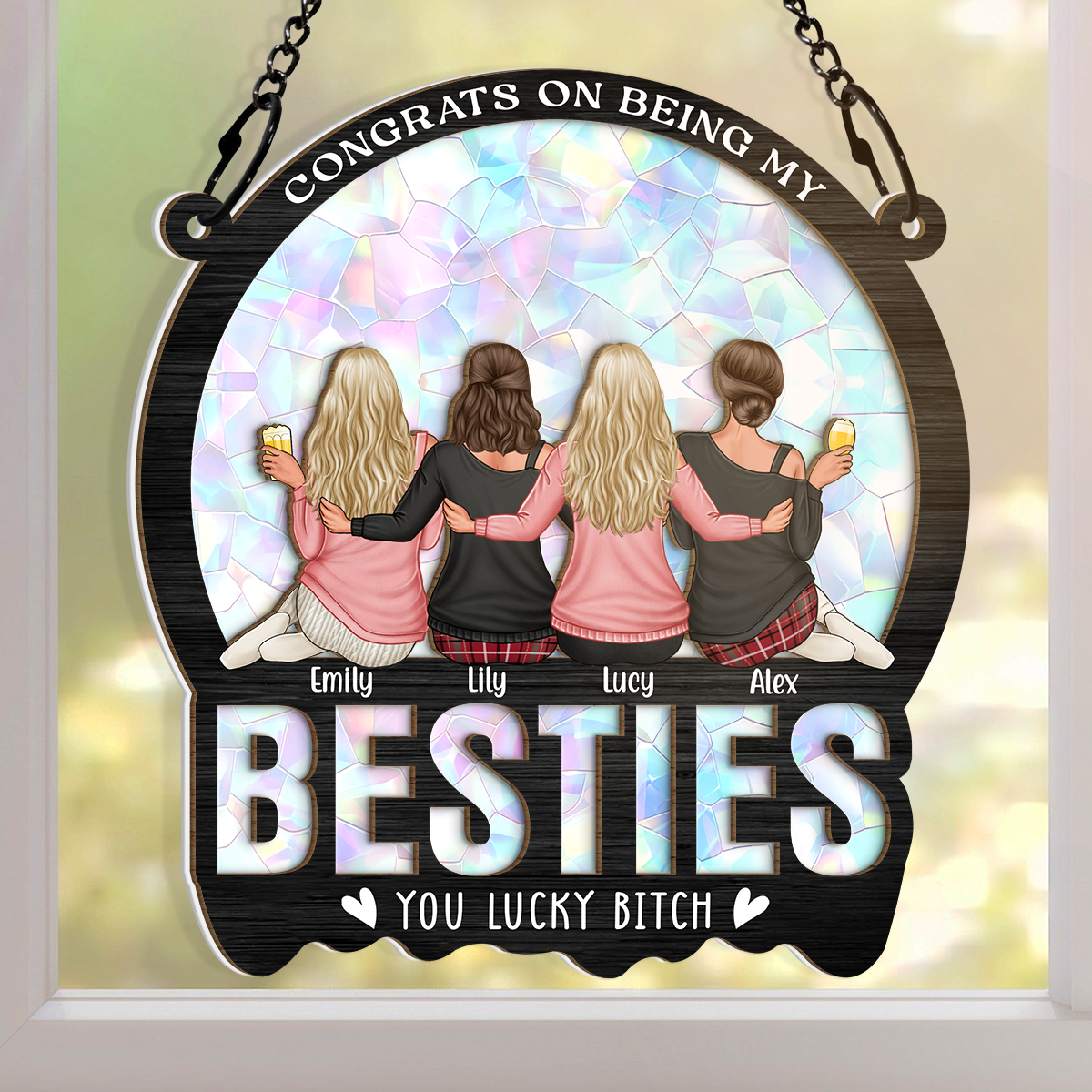 Congrats On Being My Besties - Personalized Acrylic Window Suncatcher ...