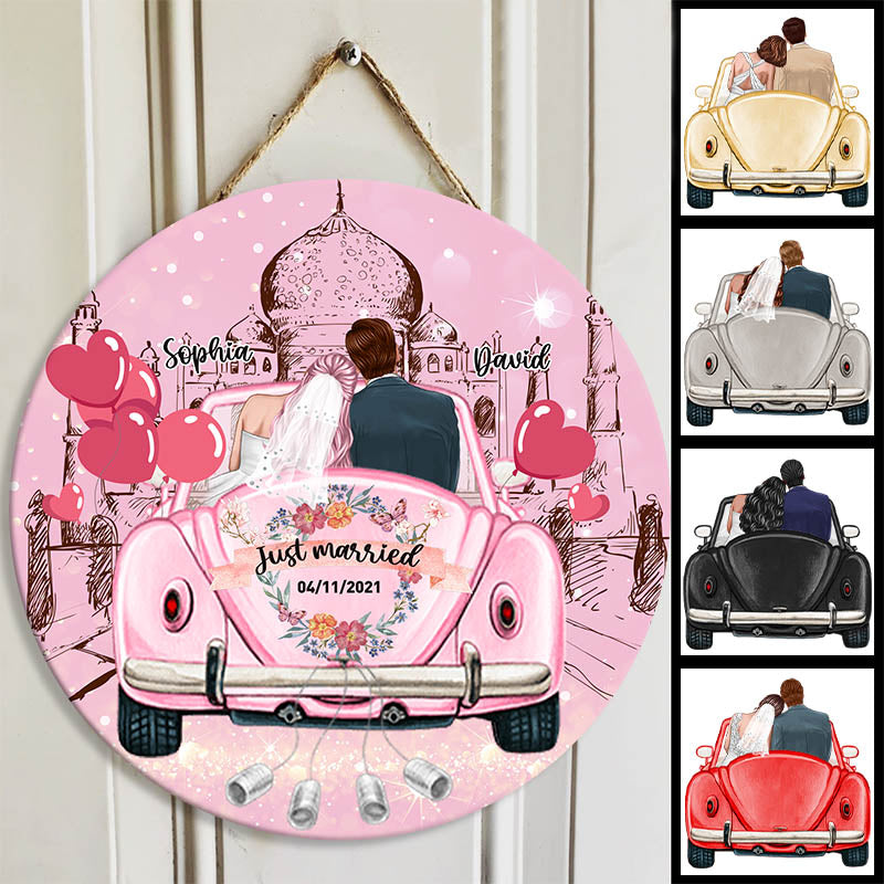 Just Married - Personalized Customized Door Sign - Gift For Couple - W ...