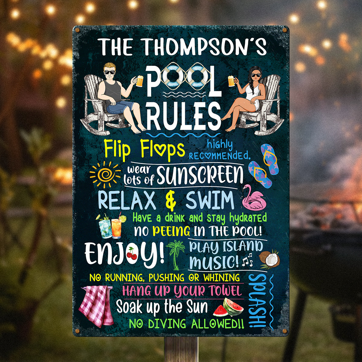 Swimming Pool Rules - Personalized Metal Signs - Gift For Family ...