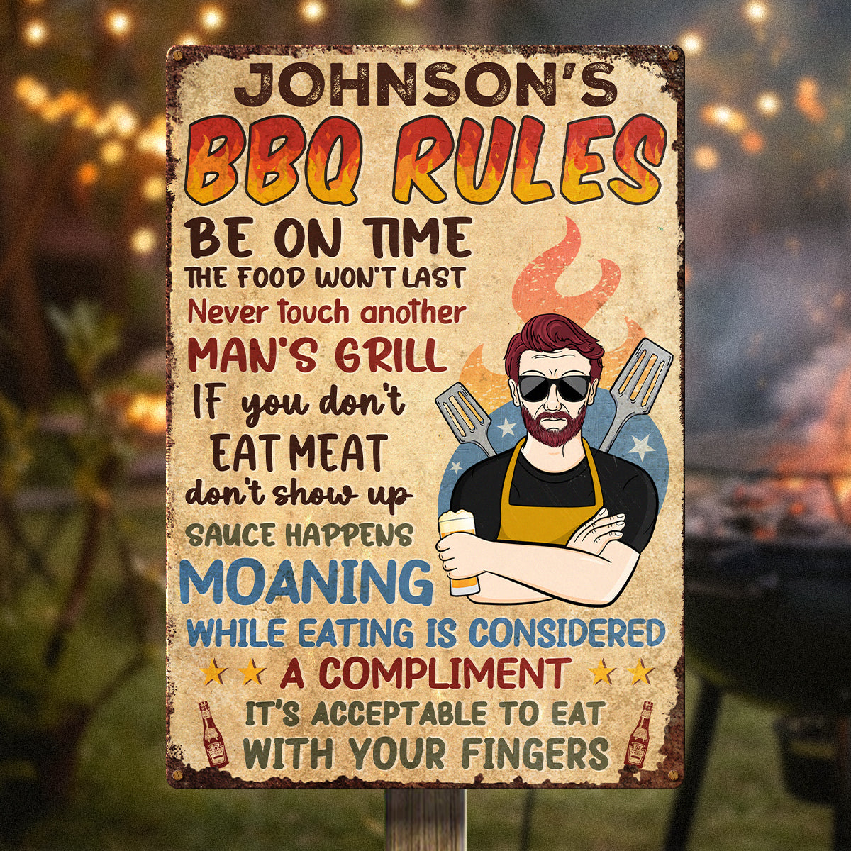 Grilling Dad Grandpa Barbeque Rules - Personalized Metal Sign - Gift F ...