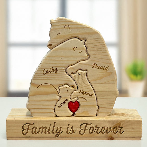 Wooden Puzzle Family Bear Hugging - Personalized Wooden Custom Puzzle ...