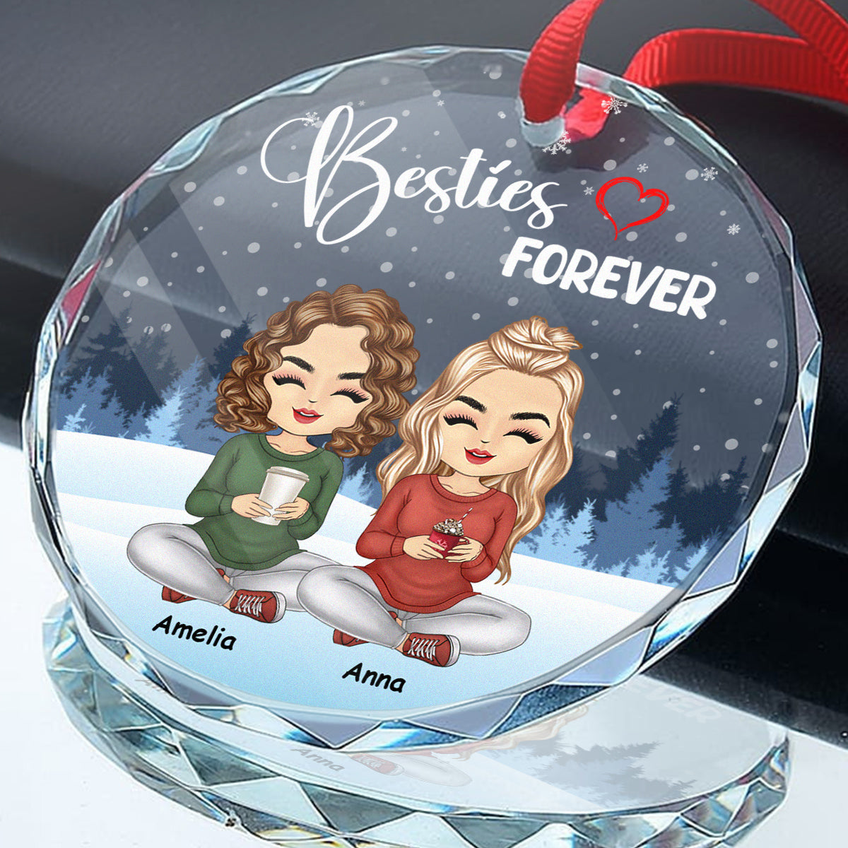 Christmas Besties Forever - Personalized Custom Glass Ornament - Gift ...