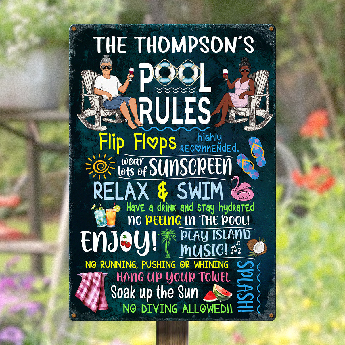 Swimming Pool Rules - Personalized Metal Signs - Gift For Family ...