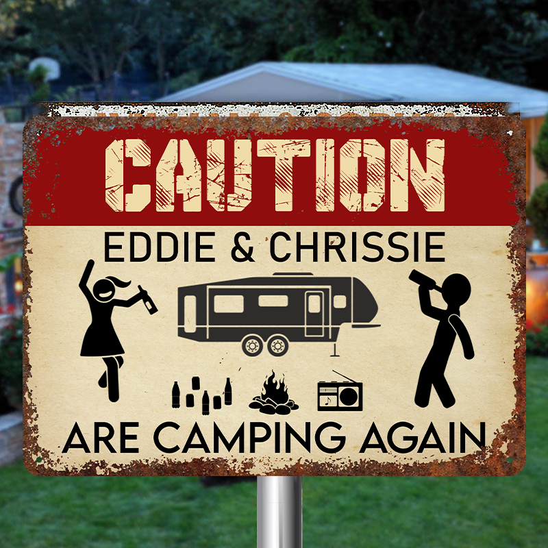 Caution For Campers - Personalized Custom Classic Camping Metal Signs ...