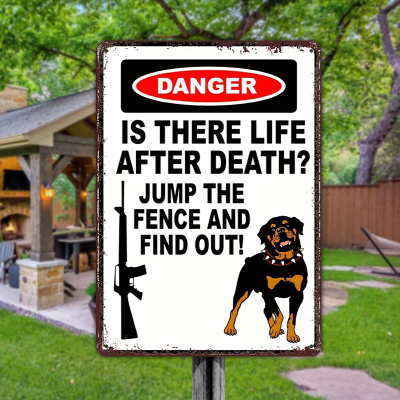 Warning Sign Jump The Fence And Find Out Outdoors Decor Vintage Metal ...