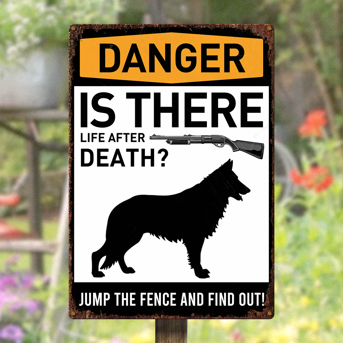Custom Dog Warning Sign Jump The Fence And Find Out Outdoors Decor ...