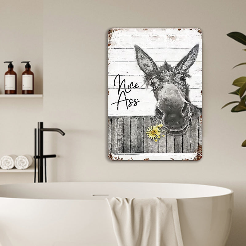 Funny Donkey Sunflower Bathroom Metal Sign Wall Decor Farmhouse Sign F ...