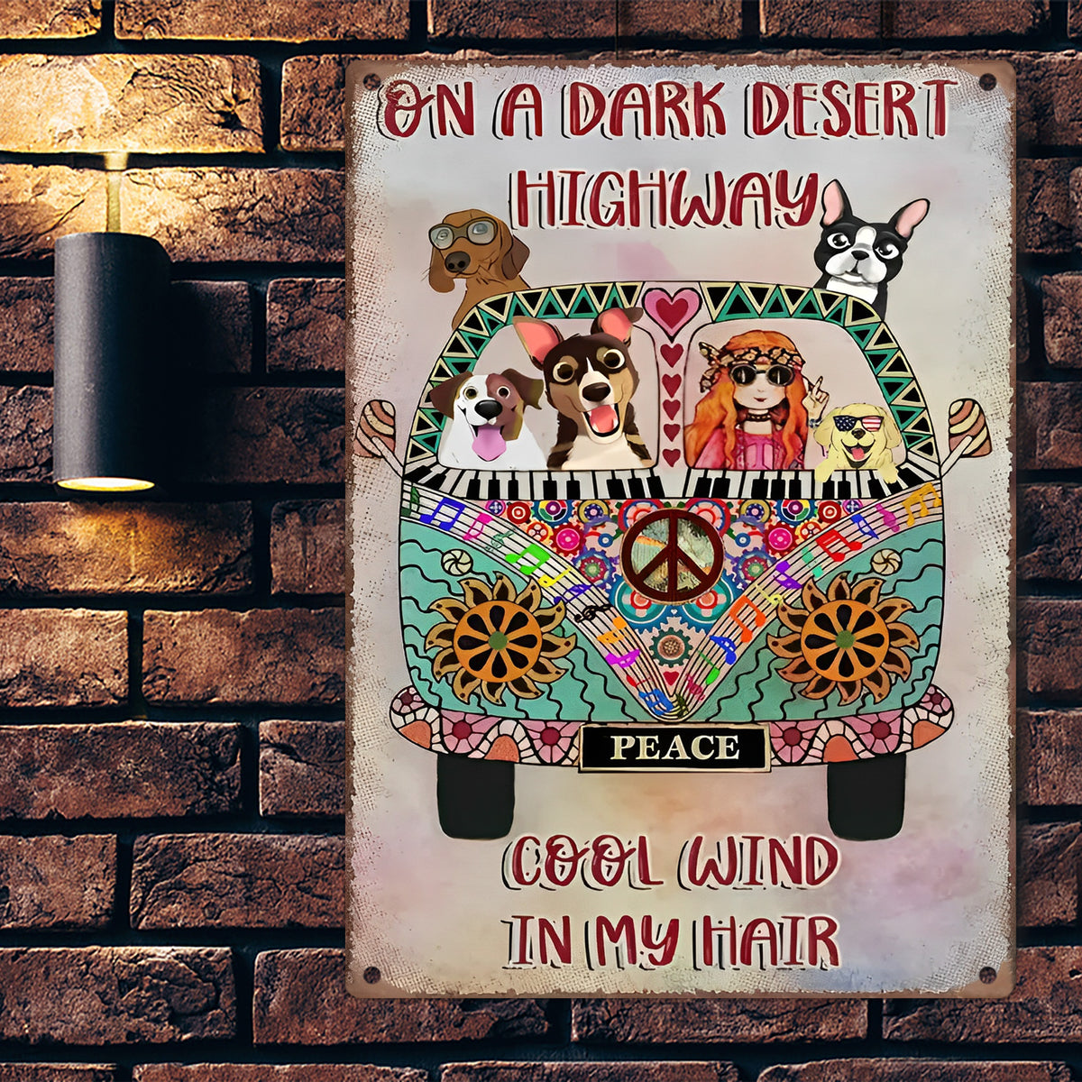 Peace Car On A Desert Highway Cool Wind In My Hair Hippie Tin Signs Pe ...