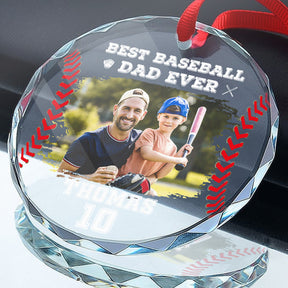 Custom Photo Best Baseball Dad Ever - Personalized Custom Glass Orname ...