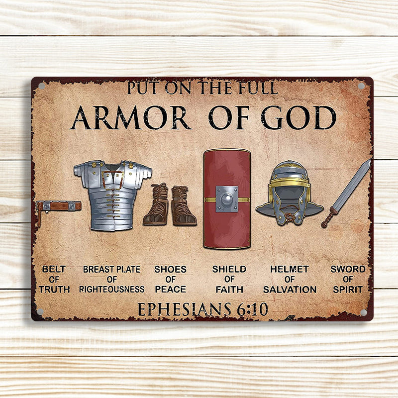 Metal Sign Put On The Full Armor Of God Vintage Plaque Decor, Wall Dec ...
