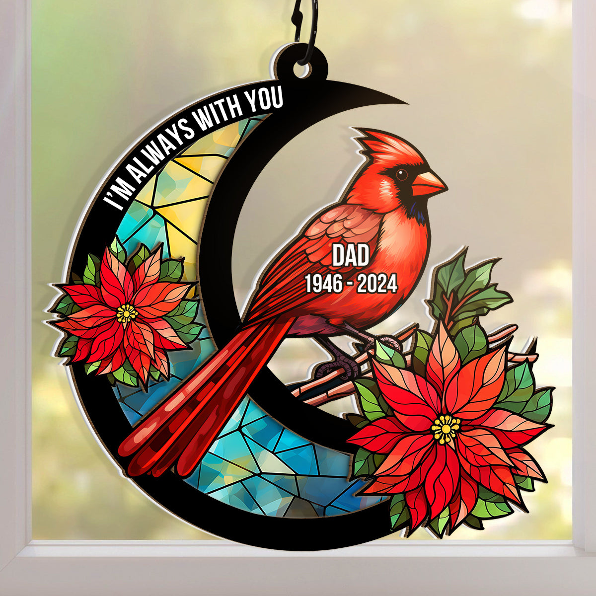 Cardinal Moon - Personalized Acrylic Window Suncatcher - Gift For ...