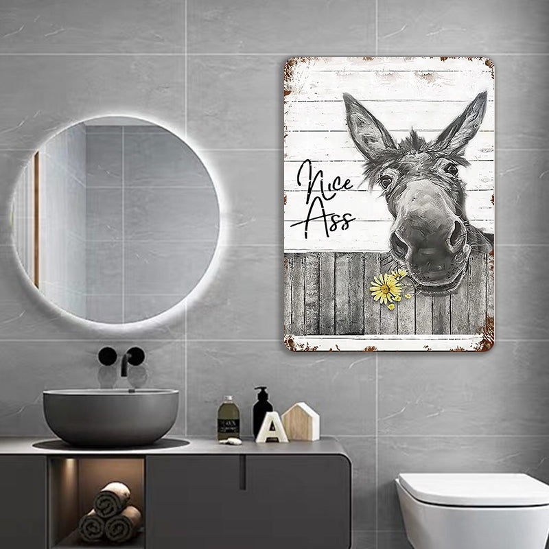 Funny Donkey Sunflower Bathroom Metal Sign Wall Decor Farmhouse Sign F ...