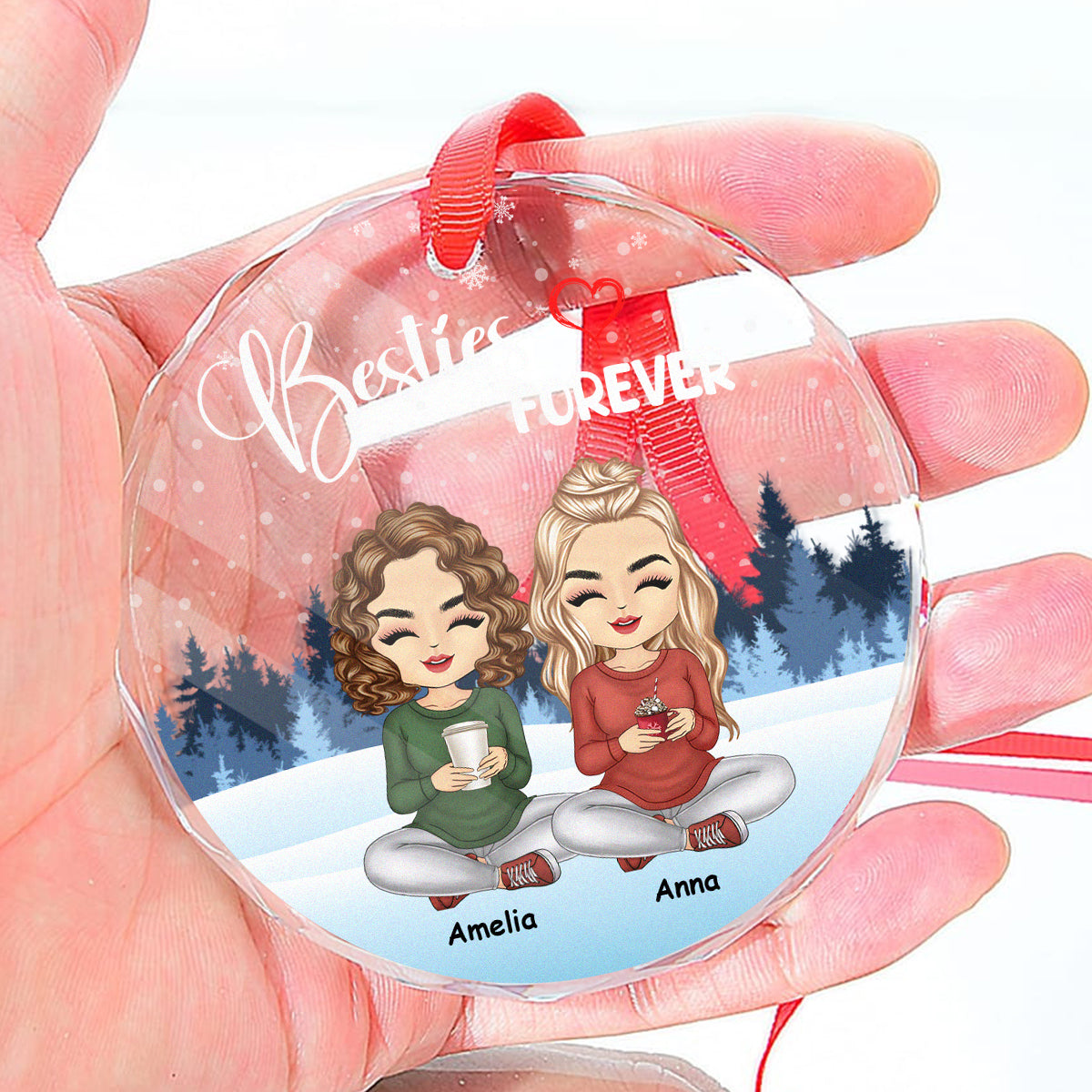 Christmas Besties Forever - Personalized Custom Glass Ornament - Gift ...