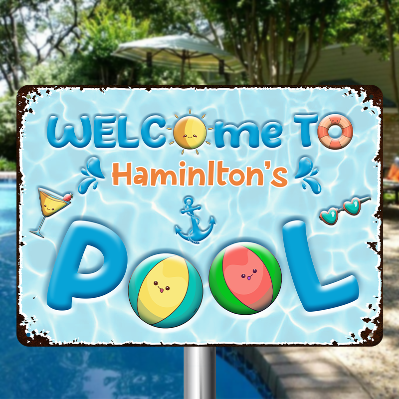 Welcome To My Pool - Personalized Custom Classic Pool Metal Signs ...