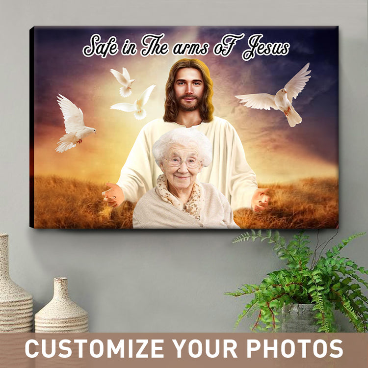 Custom Photo - God Bless You Safe In The Arms Of Jesus - Personalized ...