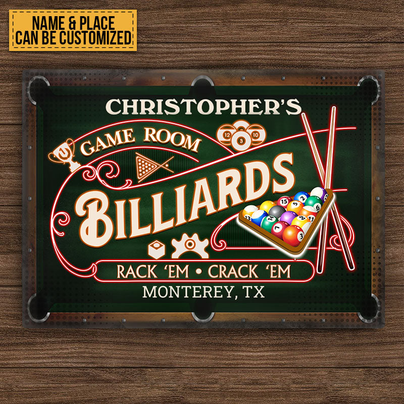 Personalized Billiards Game Room Neon Custom Classic Metal Signs ...