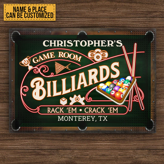 Personalized Billiards Game Room Neon Custom Classic Metal Signs ...