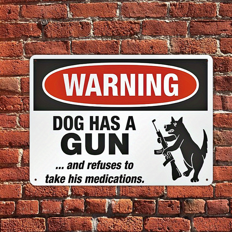 Warning Dog Security Sign Outdoors Decor Metal Sign – Thesunnyzone