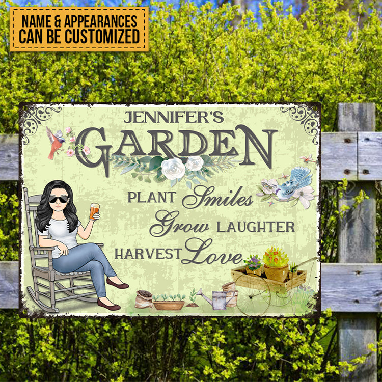 Plant Smiles Grow Laughter Harvest Love - Garden Sign - Personalized C ...