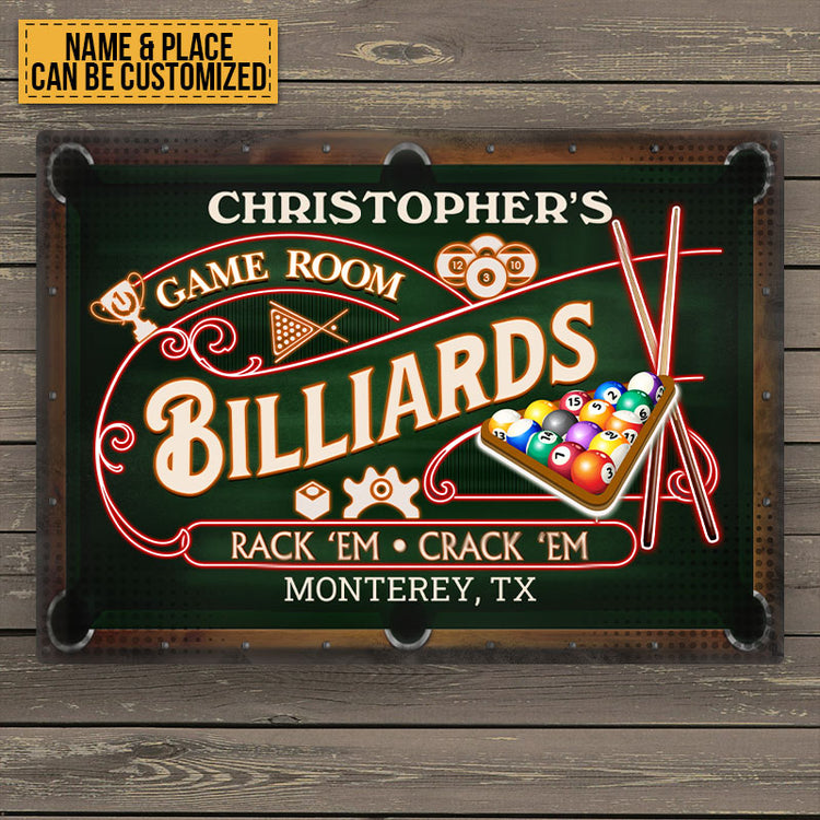 Personalized Billiards Game Room Neon Custom Classic Metal Signs ...