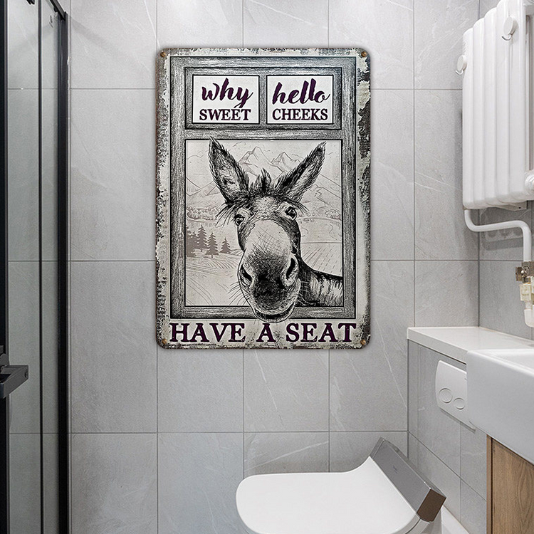 Donkey metal sign, Donkey Black White Hello Sweet Cheeks Metal Signs ...