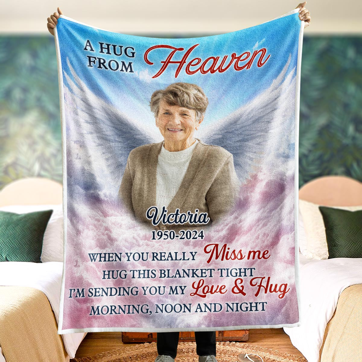 Custom Photo Angel Wings A Hug From Heaven - Personalized Customized B ...