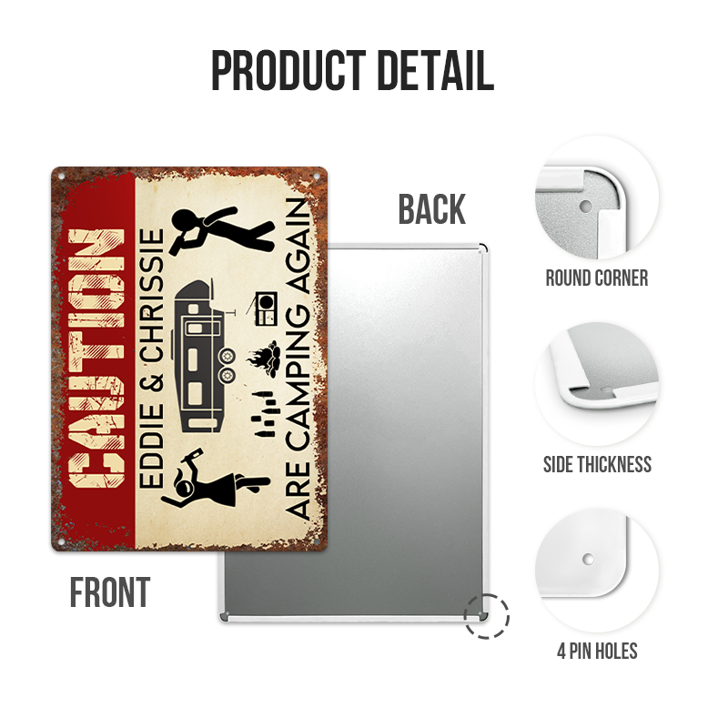 Caution For Campers - Personalized Custom Classic Camping Metal Signs ...