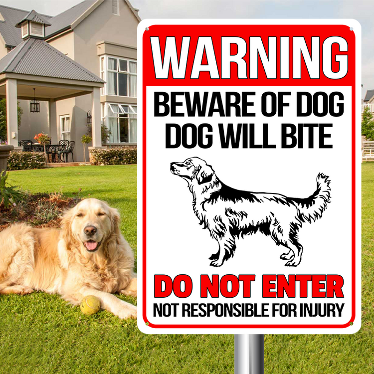 Warning Beware of Dog Will Bite Vintage Sign Personalized Custom Metal ...